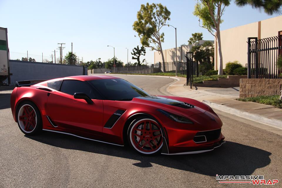 [PICS] C7 Corvette Z06 Receives Satin Red Chrome Wrap - Corvette: Sales ...