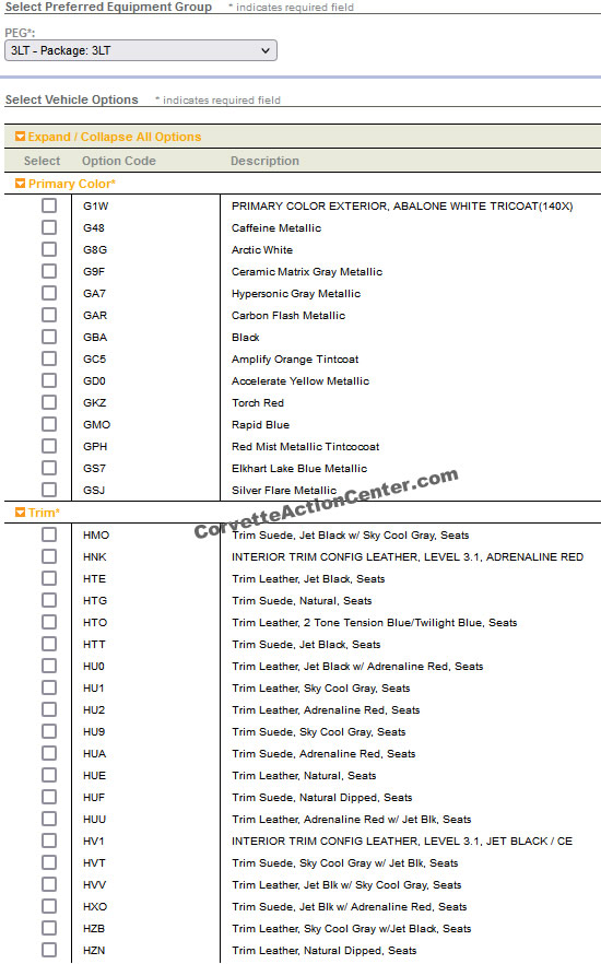 2023 Corvette Z06 Ordering Info Leaks From GM's Workbench Order System ...