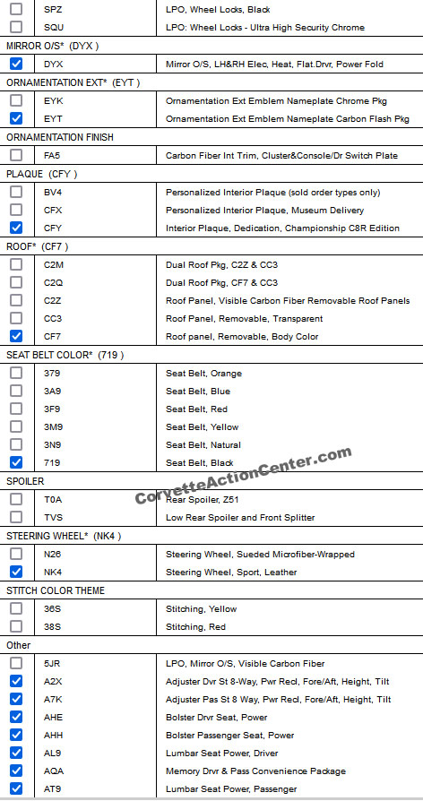 2023 Corvette Z06 Ordering Info Leaks From GM's Workbench Order System ...