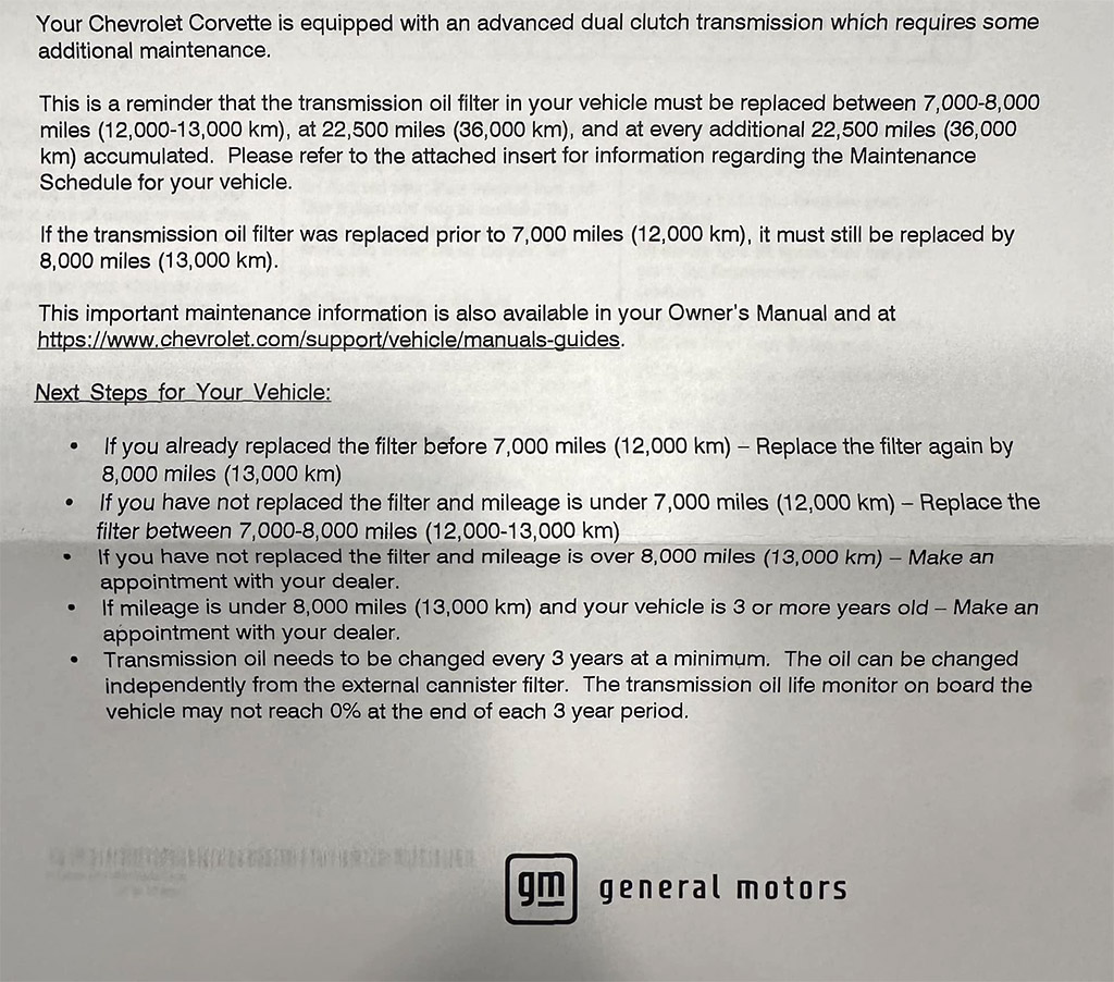 GM Really Wants You to Follow the Maintenance Schedule for Your C8 ...