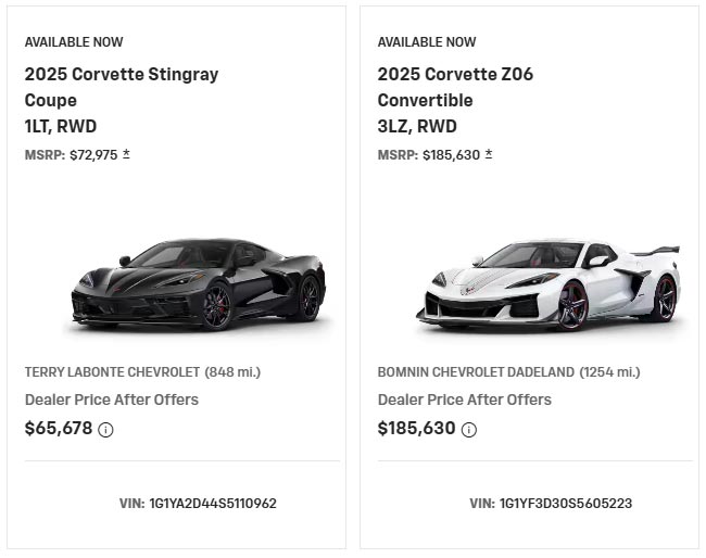 Chevrolet's Live Inventory Tracker for Corvettes Shows Inventories Fell ...